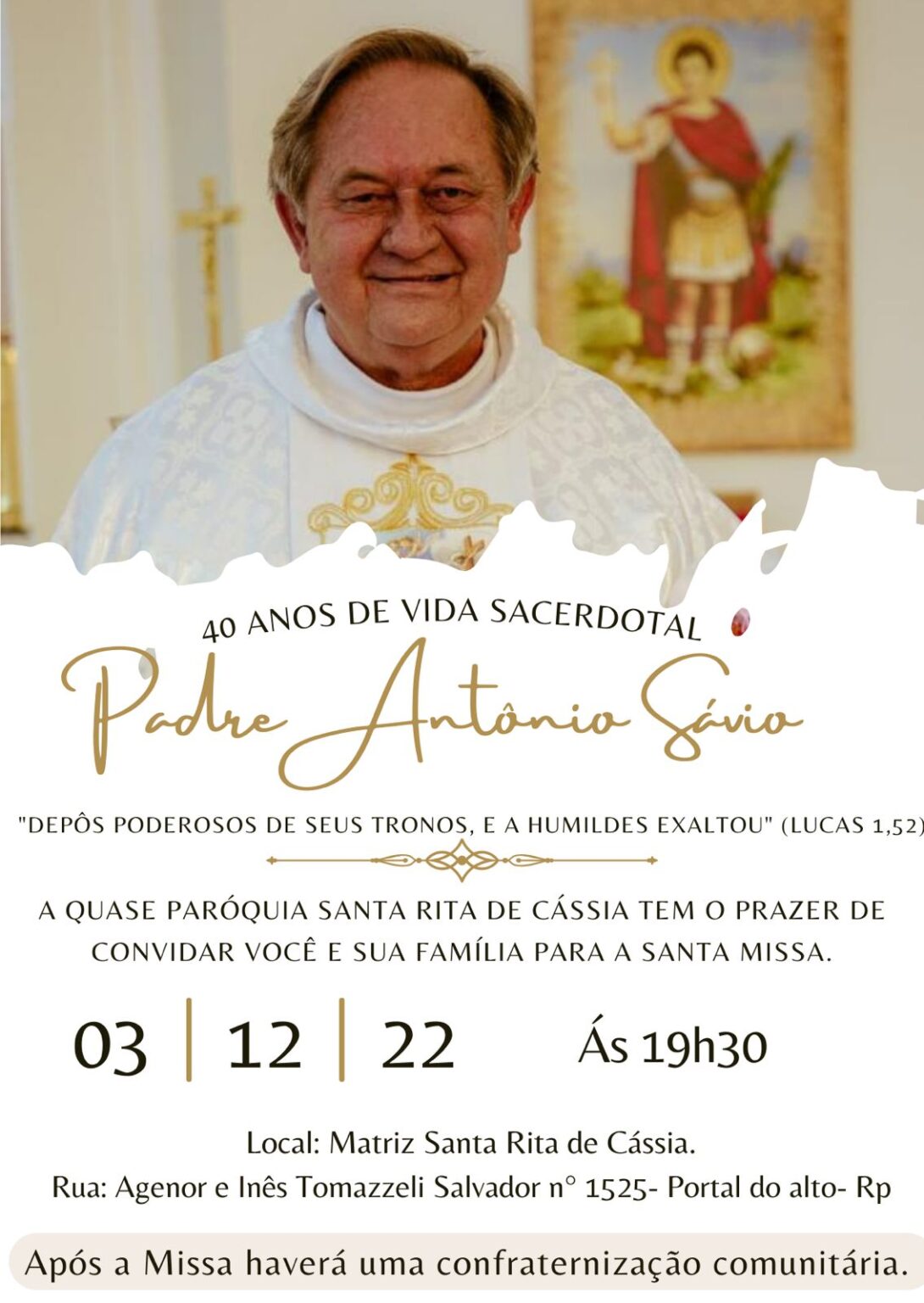 40 anos de vida sacerdotal do padre Antônio Sávio | Arquidiocese de ...